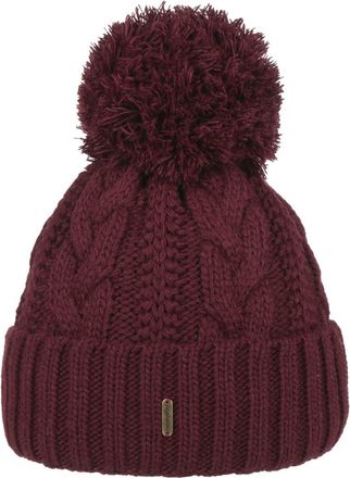 Mcburn Giant Bommelm&uuml;tze Damen - Made in Italy Winterm&uuml;tze Bommelm&uuml;tzen Strickm&uuml;tze mit Umschlag, Futter, Futter Winter Herbst-Winter - One Size Bordeaux