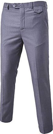 Missmao Homme Pantalon Anti-Rides Taille Haute Coton Tube Droite Décontracté Gris Clair XS