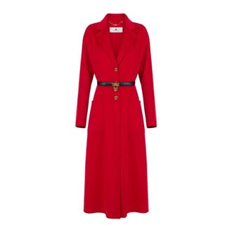 Elisabetta Franchi Mantel aus Double Cloth mit G&uuml;rtel - - Coats - Damen - Rot - XS