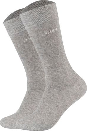 Joop Unisex Socken, 2er Pack - Premium Essential Organic Cotton Socks, Logo, einfarbig Hellgrau meliert 43-46