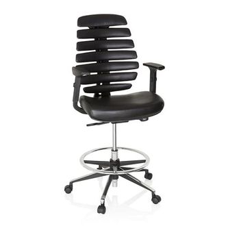 hjh OFFICE 714602 Ergo Line II Work Chaise de Travail en Cuir avec Repose-Pieds Hauteur réglable Noir