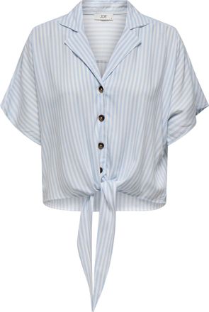 Jacqueline de Yong Damen Bluse JDYLAUREL Life S/S Knot Shirt WVN (DE/NL/SE/PL, Alphanumerisch, XXL, Regular, Regular, White Cashmere Blue)