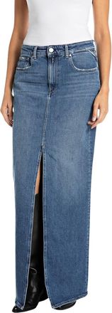 Replay Damen Jeansrock Lang, Blau (Medium Blue 009), 27