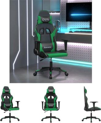 vidaXL The Living Store Gaming-Stuhl Schwarz und Gr&uuml;n Kunstleder - Gaming-Sessel