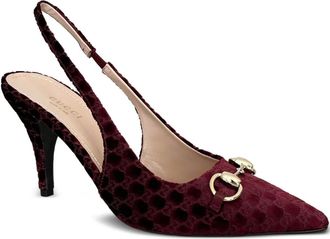Gucci horsebit patterned slingback pumps - Rot