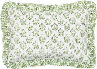 furn. Krissa Blockbedrucktes, mit Polyester gefülltes Samtkissen - Grün - 40 x 60 cm