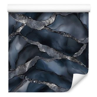 OEM Carta Da Parati Blu Navy E Grafite Per Soggiorno E Camera Da Letto, 50x1000 Cm