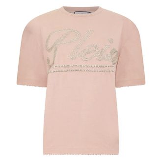 Philipp Plein Fit T-Shirt Strass Signature - - Tops - Damen - Rosa - S