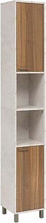 PEGANE Meuble Colonne de Rangement avec &eacute;tag&egrave;res amovibles et 2 portes, Coloris marron/blanc - Longueur 32 x Profondeur 30 x Hauteur 194 cm