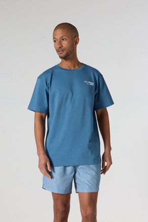 Jott T-shirt col rond mixte imprim&eacute; Bleu jeans Kood - Taille XL