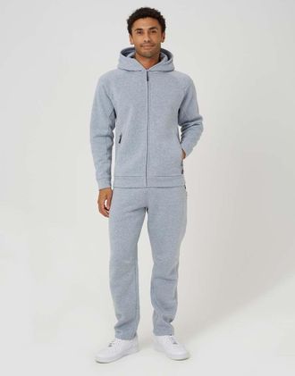Brave Soul Zip-Hoodie und Jogginghose als Zweiteiler in Hellgrau