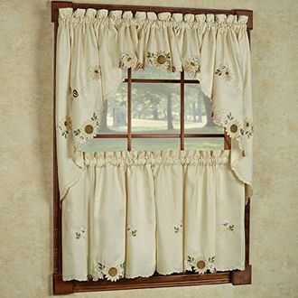 Sweet Home Collection K&uuml;chen-Vorhang-Set, 2 St&uuml;ck Valance 24 Tier Set Sonnenblume