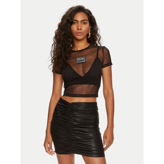 Versace Jeans Couture Top 76HAH6A2 Schwarz Slim Fit