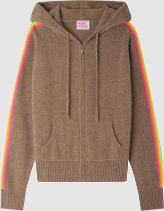 From Future Pull Hoodie Zipp&eacute; Bandes Multicolores Winter Taupe