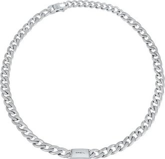 Breil Necklace Logo Mania Collection TJ3070 - Bijoux Unisexe - Collier en Acier pour Hommes et Femmes avec Plaque en Acier avec Logo - Longueur Ajustable de