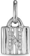 Uno De 50 Charme plaqué argent en forme de cadenas avec une lettre en Topazee N