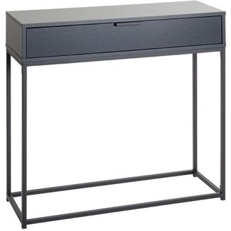 PEGANE Table console meuble dentr&eacute;e coloris gris anthracite et m&eacute;tal noir - Longueur 80 x Profondeur 28 x Hauteur 77 cm