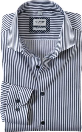 Olymp Herren Oberhemd Langarm Level.Five.Body.fit,Römer Streifen,Body fit,Royal Kent,Marine 18,41