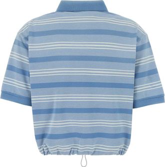 Prada Striped Cotton Piquet Polo Shirt - Blue