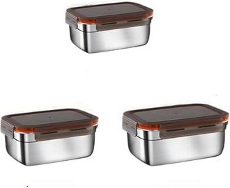 Generic Lot de 3 bo&icirc;tes &agrave; d&eacute;jeuner scell&eacute;es en acier inoxydable 304 pour r&eacute;frig&eacute;rateur/cong&eacute;lateur (550 + 1100 + 1900 ml*)