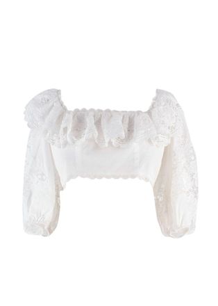 Zimmermann White Lace Lulu Poplin Crop Top Size S