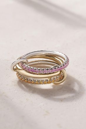 Spinelli Kilcollin Celeste Set Aus Drei Ringen Aus 18 Karat Gelb- Und Weißgold Mit Saphiren
