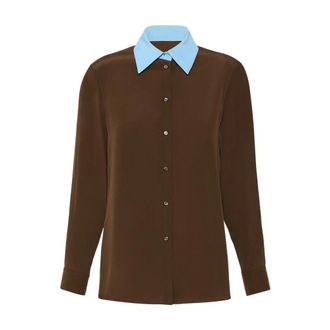 Max Mara Chemise en cr&ecirc;pe de Chine de soie - Femme - Blouses et Chemises - Brun - Taille: 34 FR