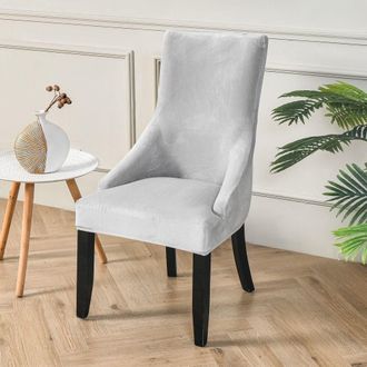 Generic Samt Elastischer Ohrensessel &Uuml;berzug - Wiederverwendbarer Armlehnen Stuhlschoner F&uuml;r Esszimmer Wohnzimmer Fest Home Deko, Einfache Montage(Light Gray,