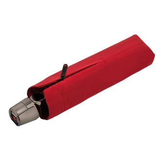 Knirps Taschenschirm T.200 Medium Duomatic in Rot mit Schutzhülle I Regenschirm mit Duomatic-Funktion I Auf-Zu-Automatik I Taschenregenschirm mit Drucktaste 
