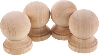 Pretyzoom 4stücke Holz-treppenendstücke Unlackierte Dekorative Holz-bastelendstücke Für Heimwerker Bastelmöbel Holzbearbeitung Dekoration Heimdekoration