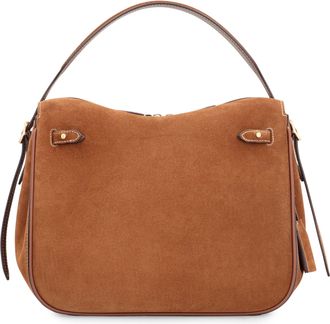 Polo Ralph Lauren Calfskin Suede Shoulder Bag - Tan