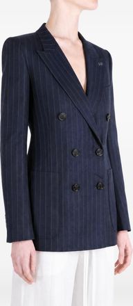 Givenchy Pinstripe Double-Breasted Wool Blazer - Navy