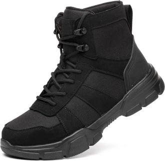 Generic Chaussures de travail à bout en acier pour homme - Anti-crevaison - Bottes tactiques antidérapantes, Noir, 41 EU