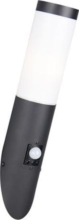 Trio Leuchten Außen Wandleuchte Trioto 209769132, Edelstahl Schwarz matt, Kunststoff weiß, exkl. 1x E27, Bewegungssensor