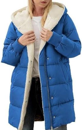 Generic Manteaux dhiver pour femmes, veste à capuche pour femme, veste rembourrée à capuche de couleur unie, vêtements dextérieur décontractés doublés en pola