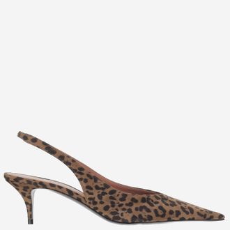 Amina Muaddi Womens Slingback Anok Suede Multicolour Leather Shoe