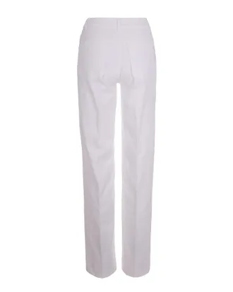 Elisabetta Franchi Womens Jeans With Logo Detail Ivory Cotton Elastane Trousers