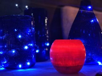 Maison Zoe Teelichthalter Alabaster-Stein Kugel Rund klein Rot - handgeschnitzte Kerzenhalter - Deko - Windlichthalter