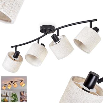 HOFSTEIN Deckenleuchte Granja, moderne Deckenlampe aus Metall/Stoff in Schwarz/Beige, 4-flammig, mit verstellbaren Strahlern, Leuchte im Boho-Design, 4 x E14, 