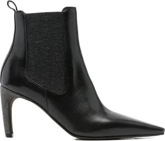 Brunello Cucinelli Brunello Cucinelli Stiefel - Pointed Toe Ankle Boots With Textured Finish - Gr. 37 (EU) - in Schwarz - f&uuml;r Damen