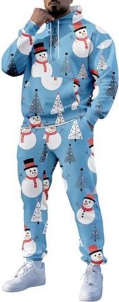 Generic Ensemble complet de sweats à capuche à manches longues pour homme avec imprimé arbre de Noël - Pull décontracté surdimensionné - Poches tendance - Cad