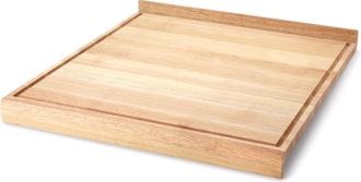 Continenta Nudelbrett aus Gummibaumholz, Backbrett, Arbeitsbrett mit Anschlagleiste und Fl&uuml;ssigkeits-Rille, Gr&ouml;&szlig;e: 57,5 x 50 x 4,5 cm