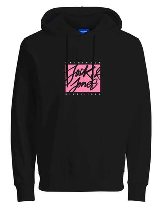 Jack & Jones Mens JORRACES Sweat Hood FST Kapuzenpullover, Black, L