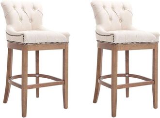 Clp Lot de 2 Tabourets de Bar Lakewood en Tissu Cr&egrave;me Antique clair