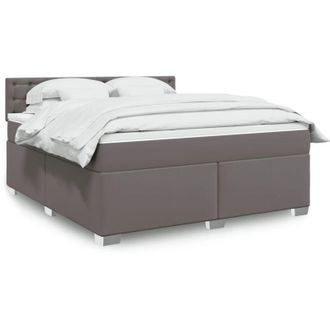 vidaXL Vidaxl - Boxspringbett mit Matratze Grau 180x200 cm Kunstleder