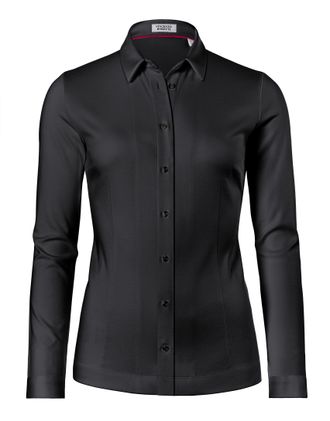 Vincenzo Boretti Bluse, modern-fit/leicht tailliert, Hemdkragen, Jersey - b&uuml;gelleicht schwarz 36