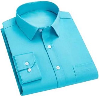 Generic Chemise formelle &agrave; manches longues pour homme - Chemisier classique fin extensible doux, 5518, XXL