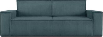Konsimo Napi Sofa 3 Sitzer, mit Schlaffunktion, in Pet Friendly Cord-Stoff, Blau - Konsimo
