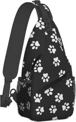 Generic Sacoche Port&eacute; &eacute;paule Empreinte de patte L&eacute;ger Sac De Poitrine Mode Crossbody Bag pour Camping Voyage Cyclisme
