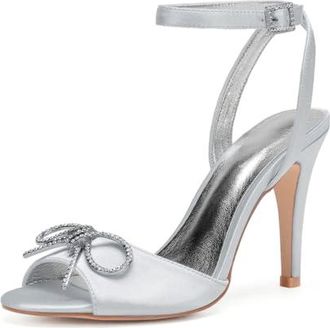 Generic Chaussures De Mariage &Agrave; Talon Haut Sandales &Eacute;l&eacute;gant Bout Ouvert Sexy Mari&eacute;e Dress F&ecirc;te High Heels 10.5Cm,Argent,37 EU